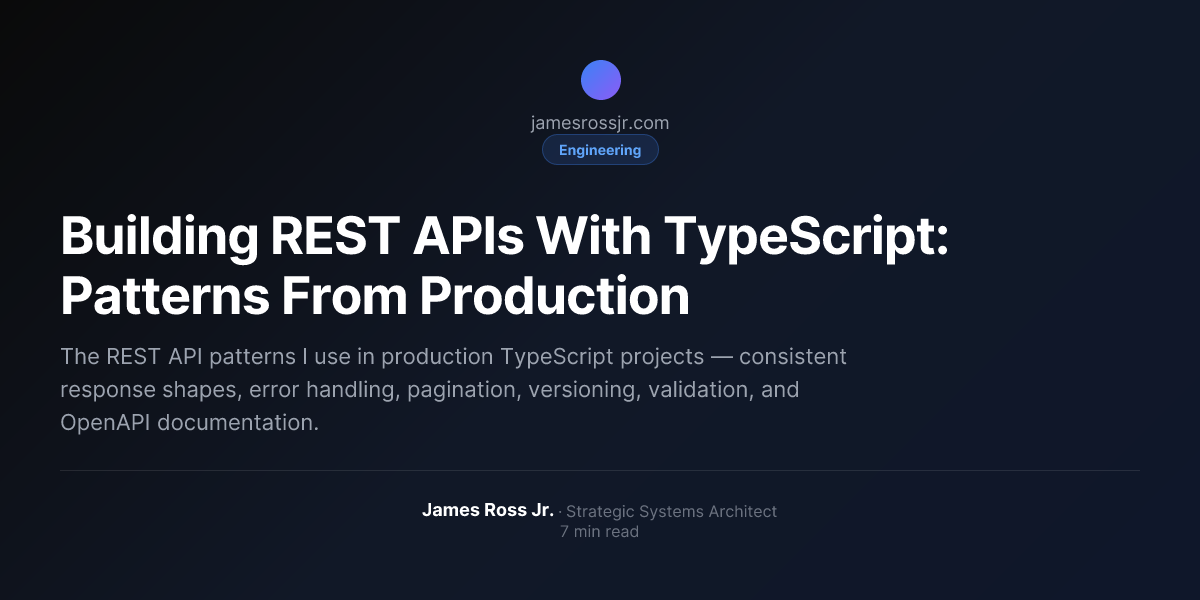 Building REST APIs With TypeScript: Patterns From Production | James ...