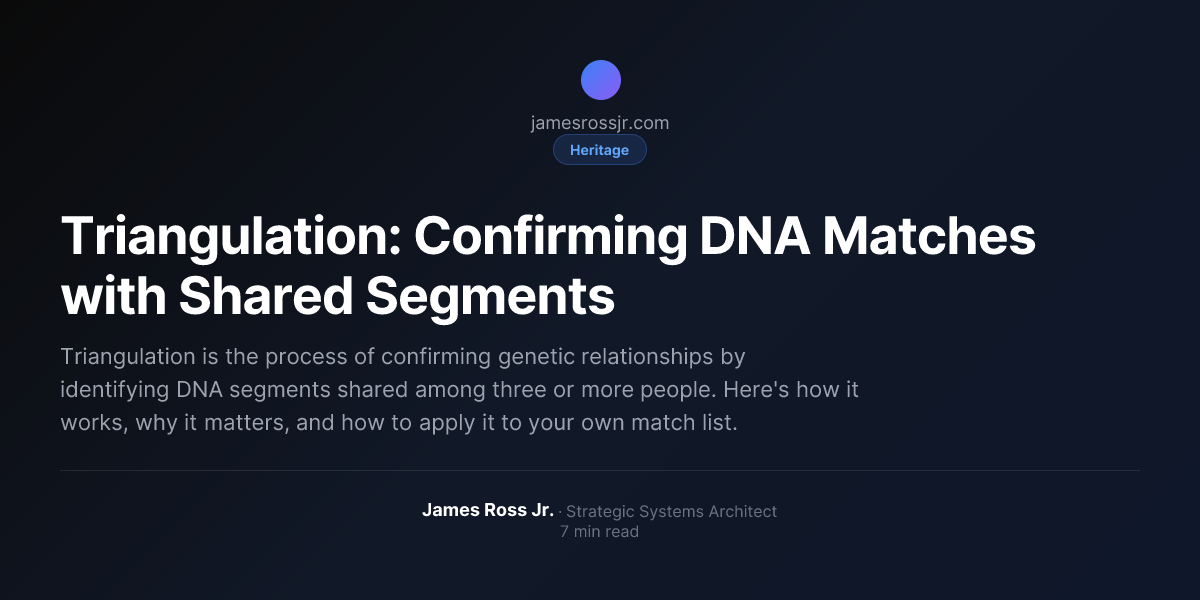 Triangulation: Confirming DNA Matches with Shared Segments | James Ross Jr.
